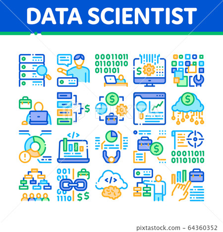 Data Scientist Worker Collection Icons Set Vector - Stock Illustration ...
