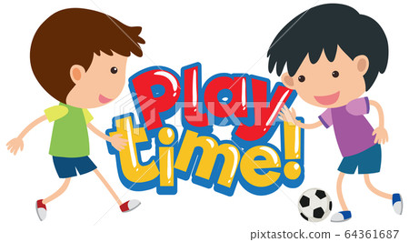 Font design for word play time with happy kids - Stock Illustration ...