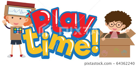 Font design for word play time with happy kids - Stock Illustration ...