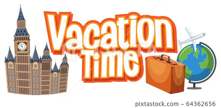 Font design template for word vacation time with - Stock Illustration ...