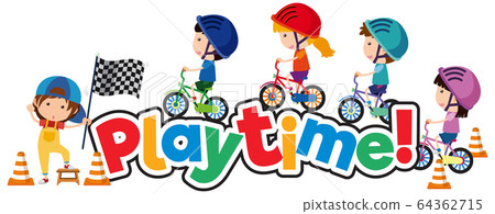 Font design for word play time with happy kids - Stock Illustration ...