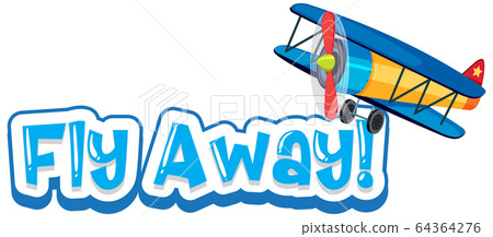 Font design for word fly away with airplane flying - Stock Illustration ...