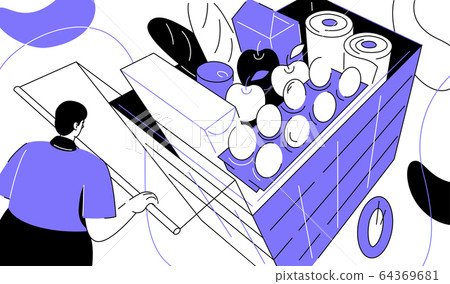 Stock up on goods - flat design style illustration - Stock Illustration ...