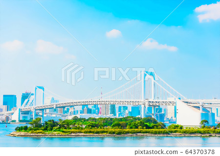 Rainbow bridge in the daytime, anime style - Stock Illustration ...