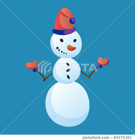Snowman raising hands with top hat isolated on... - Stock Illustration ...