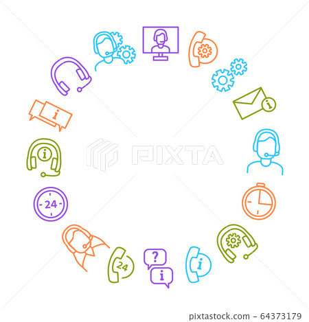 Support Service Thin Line Icon Set. Vector - Stock Illustration ...