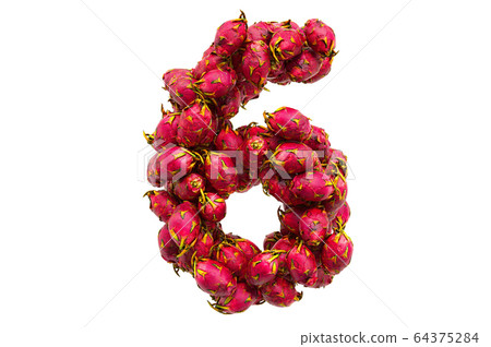 Number 6 from dragon fruits, 3D rendering - Stock Illustration ...