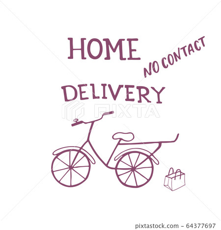 No contact home delivery - hand drawing sign... - Stock Illustration ...