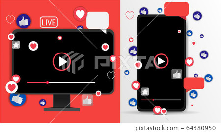 Video screen play button, Streaming preview - Stock Illustration ...