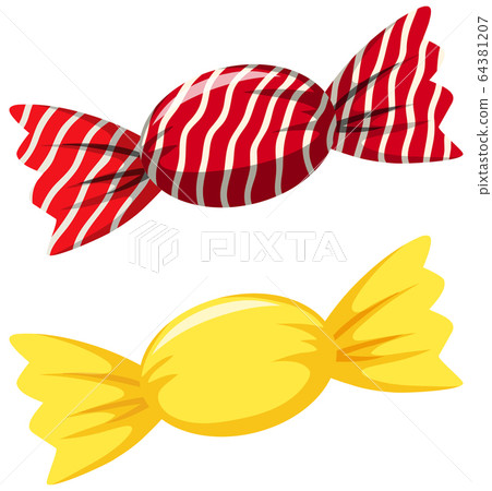 Two candies in red and yellow wrapping - Stock Illustration [64381207 ...