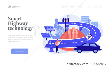 Smart roads construction concept landing page.-插圖素材 [64382837] - PIXTA圖庫
