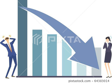 Falling graph Stock price crash Sales down bar... - Stock Illustration ...