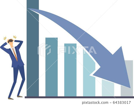 Falling graph Stock price crash Sales down bar... - Stock Illustration ...