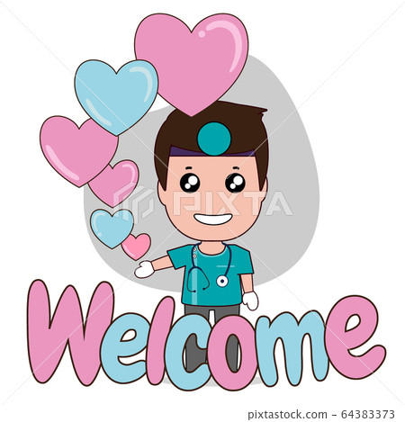 Dentist with word WELCOME, Cartoon character - Stock Illustration ...