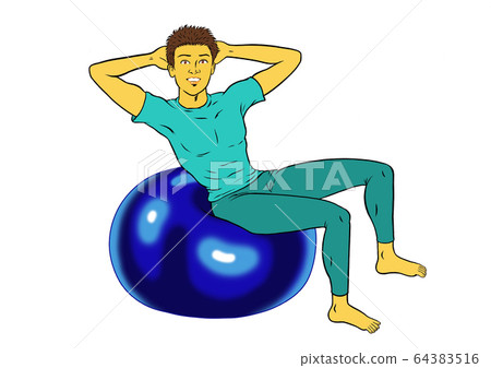 Fitness instructor man doing a balance ball - Stock Illustration ...