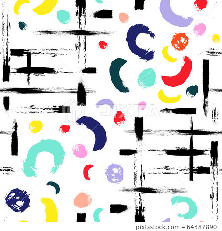 Vector colorful seamless pattern with brush... - Stock Illustration ...