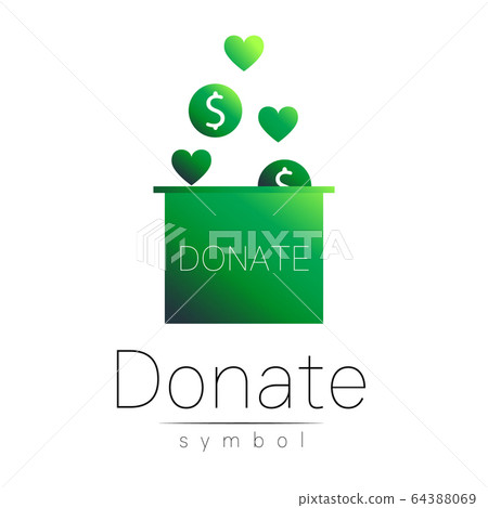Donation sign icon. Donate money box and herat.... - Stock Illustration ...