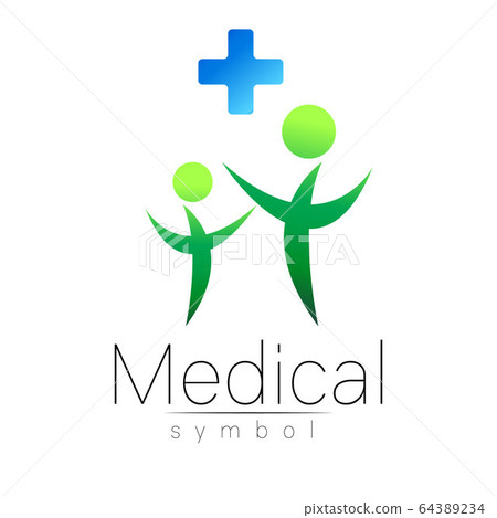 Vector medical sign with cross, family. Symbol... - Stock Illustration ...
