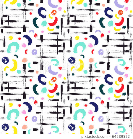Vector colorful seamless pattern with brush... - Stock Illustration ...
