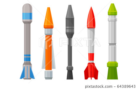 Military Guided Missiles of Different Color and... - Stock Illustration ...