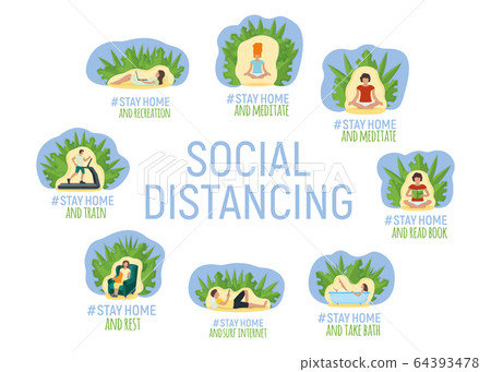 Set of people character stay home, relax house - Stock Illustration ...