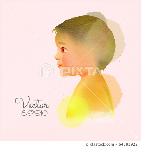 Watercolor of boy head side view. Digital art - Stock Illustration ...
