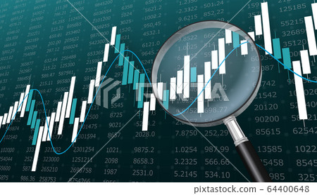 Analyzing the economic chart with a magnifying... - Stock Illustration ...