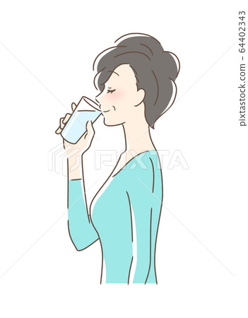 Side profile of a woman drinking cop water - Stock Illustration ...