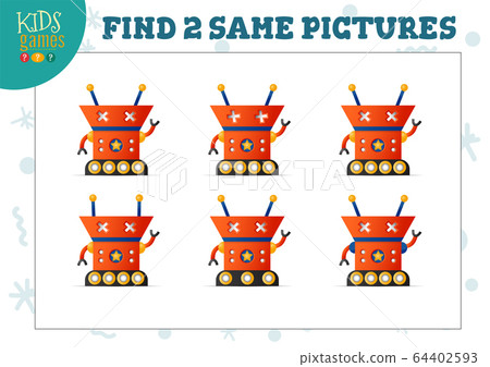 Find two same pictures kids game vector... - Stock Illustration ...