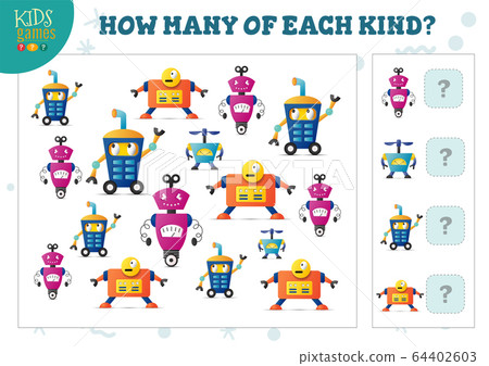 How many of each kind cartoon robot counting... - Stock Illustration ...