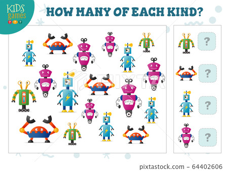 How many of each kind cartoon robot counting... - Stock Illustration ...