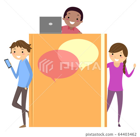 Stickman Teens Communication Book Illustration - Stock Illustration ...