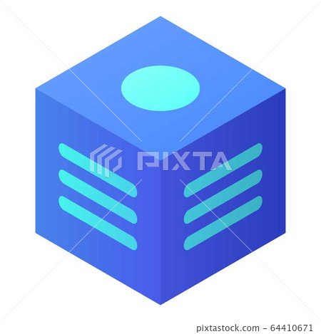 Cube with inscriptions icon, isometric style - Stock Illustration ...