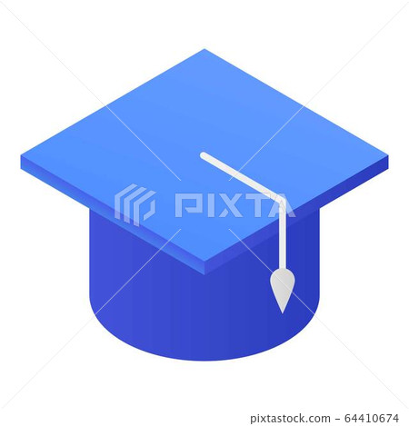 Blue academic cap icon, isometric style - Stock Illustration [64410674 ...