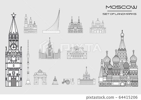 Moscow skyline line art 10 - Stock Illustration [64415206] - PIXTA