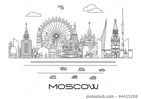 Moscow skyline line art 9 - Stock Illustration [64415208] - PIXTA