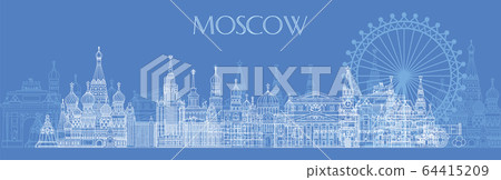 Moscow skyline line art 5 - Stock Illustration [64415209] - PIXTA
