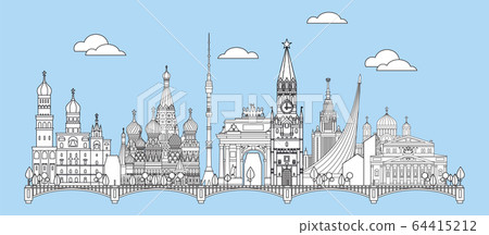 Moscow skyline line art 6 - Stock Illustration [64415212] - PIXTA