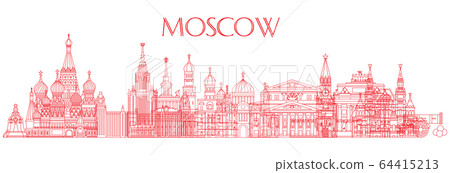 Moscow skyline line art 3 - Stock Illustration [64415213] - PIXTA