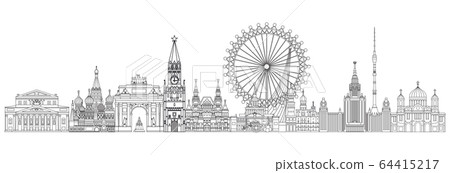 Moscow skyline line art 2 - Stock Illustration [64415217] - PIXTA