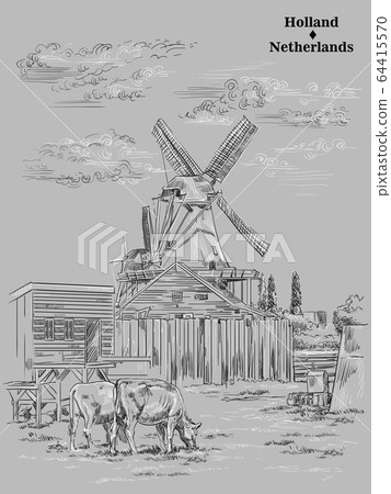 Grey vector hand drawing Holland 1 - Stock Illustration [64415570] - PIXTA