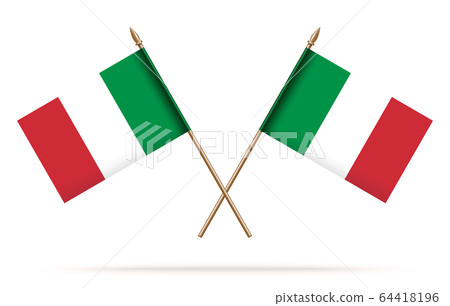 Two crossed Italian flags. Italian tricolor flags - Stock Illustration ...