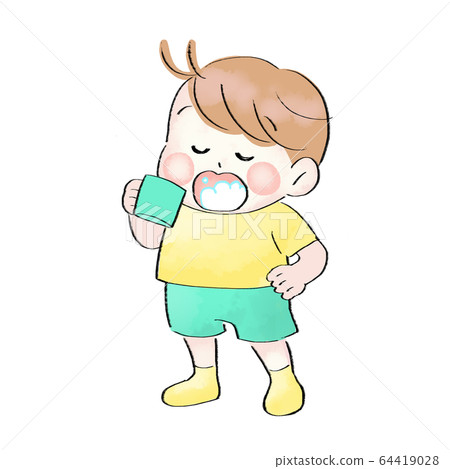 Gargling child (summer clothes) - Stock Illustration [64419028] - PIXTA