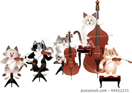 Cat and string instrument - Stock Illustration [64422215] - PIXTA
