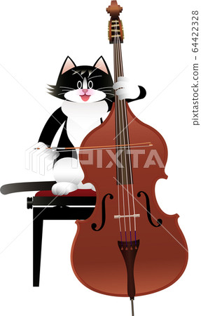 Cat and double bass - Stock Illustration [64422328] - PIXTA