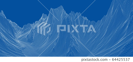 Abstract 3d wire-frame landscape. Blueprint style - Stock Illustration ...