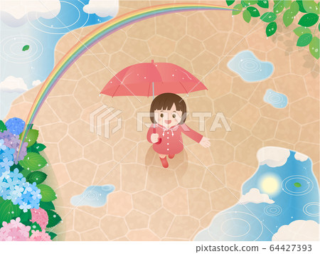 Illustration of a girl after the rainy season - Stock Illustration ...
