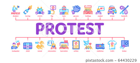 Protest And Strike Minimal Infographic Banner...-插圖素材 [64430229] - PIXTA圖庫