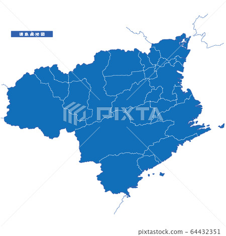 Tokushima Prefecture Map Simple Blue City - Stock Illustration ...