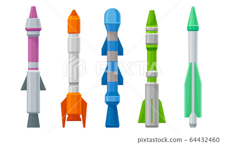 Military Guided Missiles of Different Color and... - Stock Illustration ...